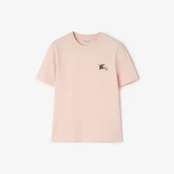 Burberry Knight Check Cotton T-shirt - Compact Pink