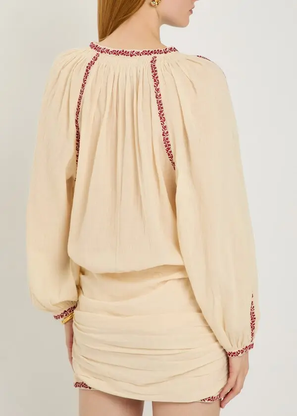 Isabel Marant Étoile Embroidered Cotton Mini Dress - Beige