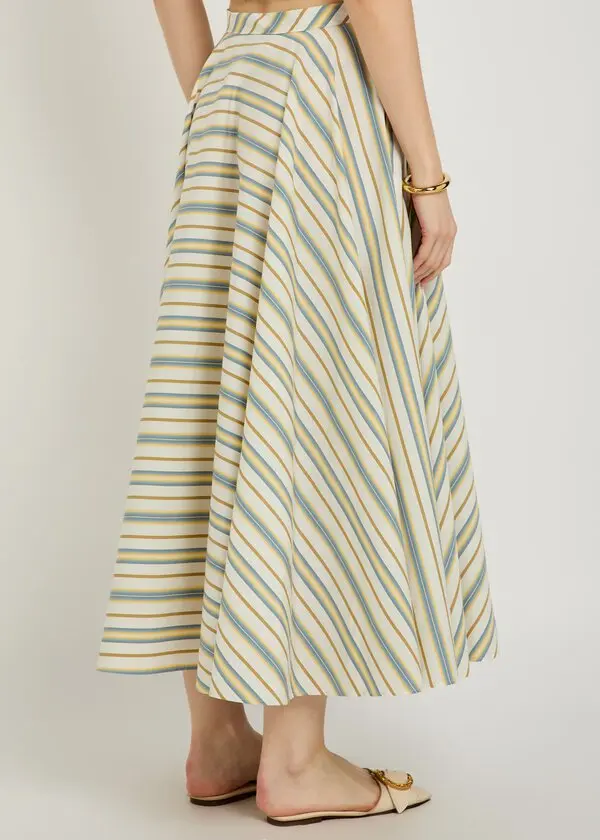 Thierry Colson Audrey Striped Cotton Midi Wrap Skirt - Yellow