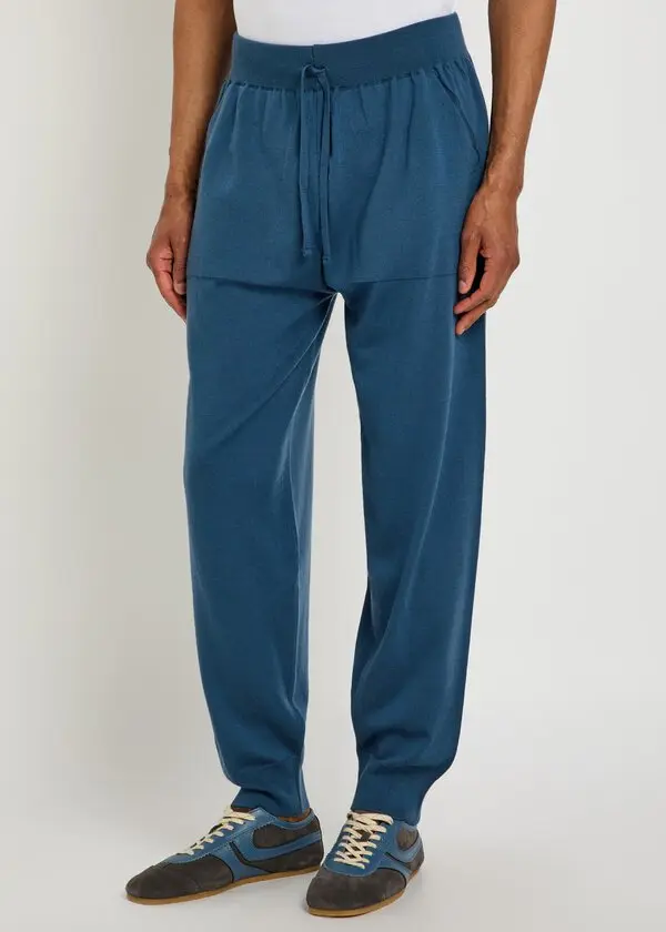 John Smedley Henning Merino Wool Sweatpants - Blue