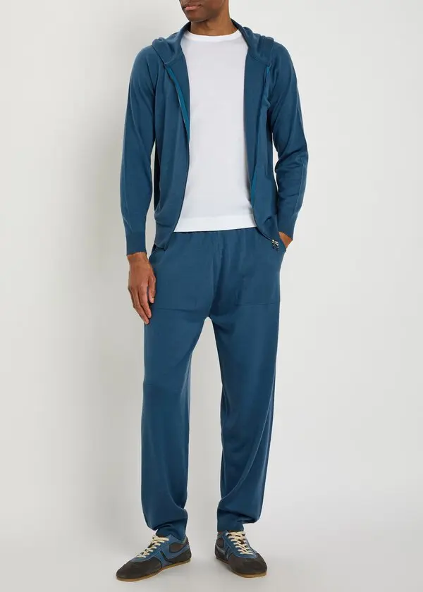 John Smedley Henning Merino Wool Sweatpants - Blue