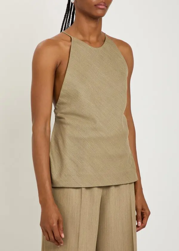 Calvin Klein Erin Wool-blend Halter Top - Light Brown