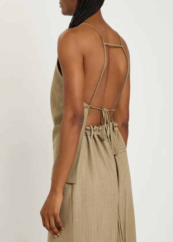 Calvin Klein Erin Wool-blend Halter Top - Light Brown