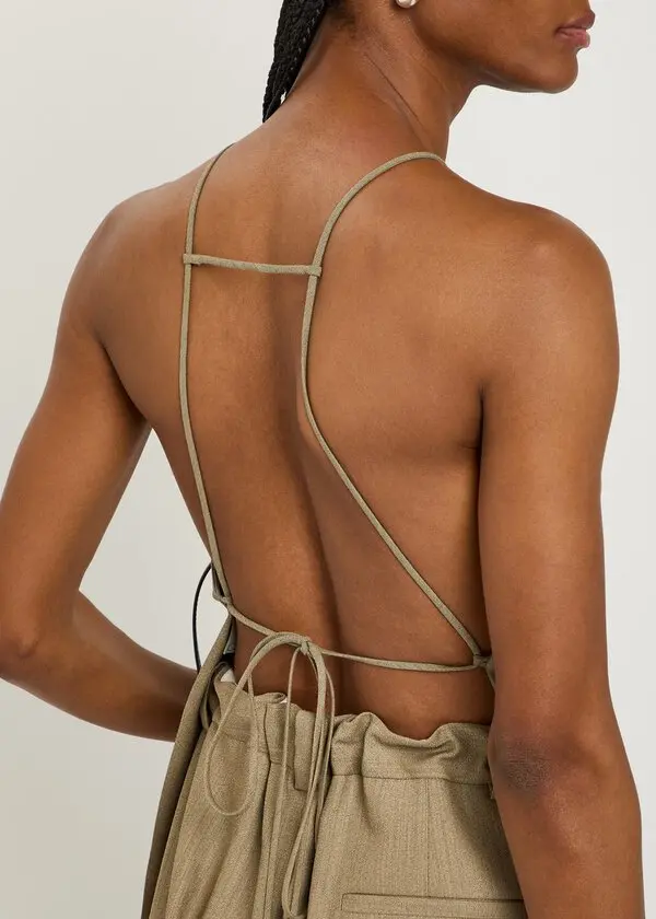 Calvin Klein Erin Wool-blend Halter Top - Light Brown