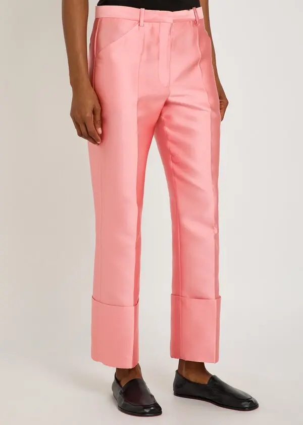 Calvin Klein Eva Turn-up Duchess Satin Trousers - Pink