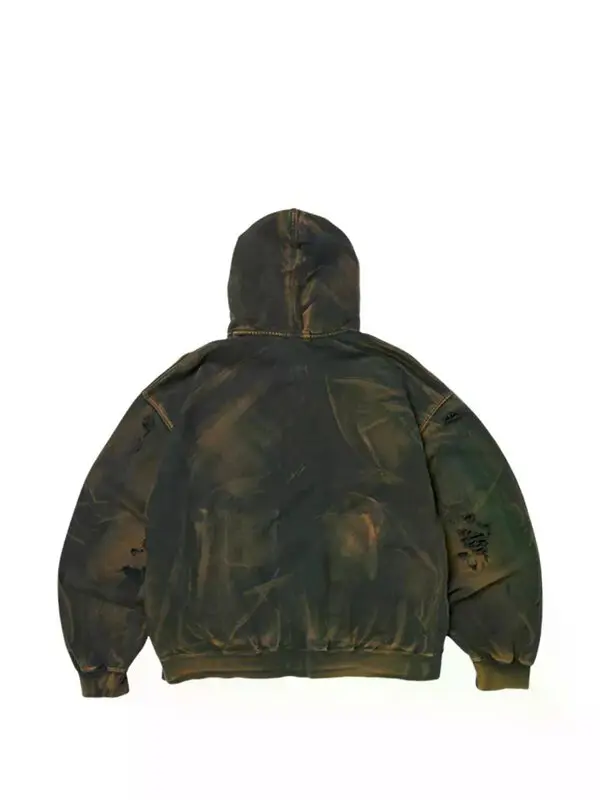THUG CLUB Distressed Zip-fastening Hoodie