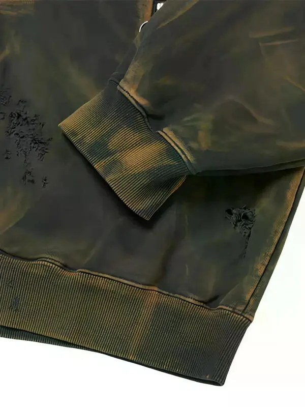 THUG CLUB Distressed Zip-fastening Hoodie