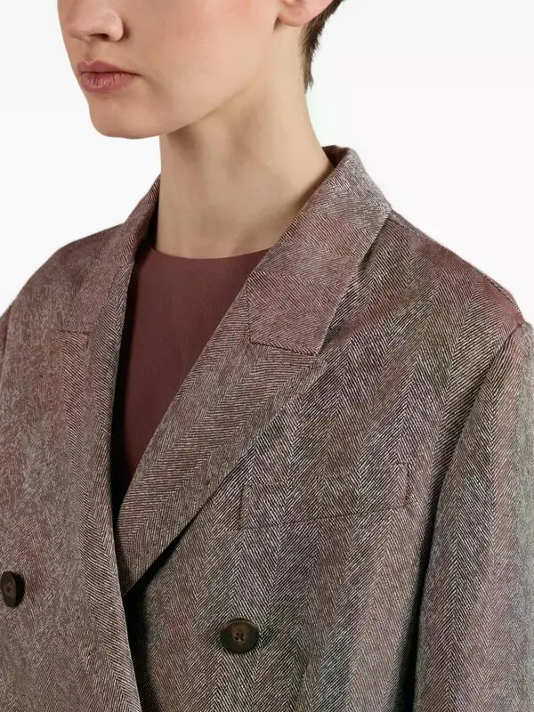 SLOWEAR Double-breasted Herringbone Blazer