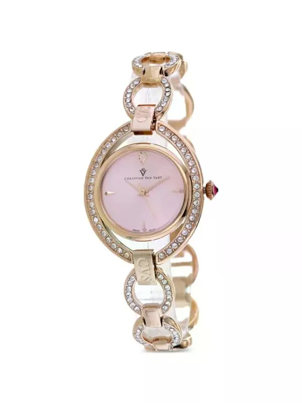 CHRISTIAN VAN SANT Stella 28mm Watch With Crystal Embellishments - Pink