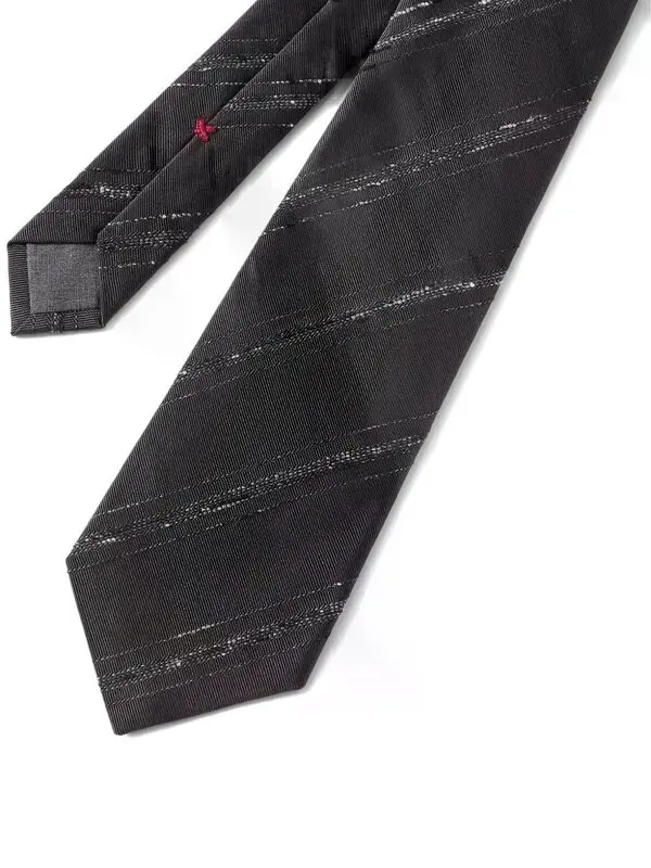 Brunello Cucinelli Slubbed Stripes Silk And Cotton Neck Tie