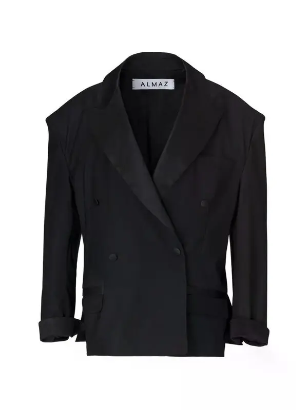ALMAZ Double-breasted Tuxedo Blazer - Black