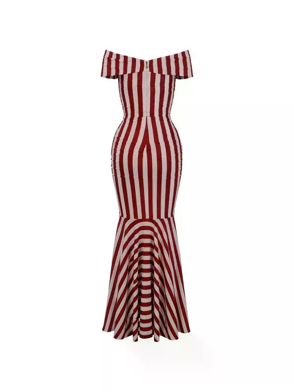 Dolce & Gabbana Striped Ruched Maxi Dress