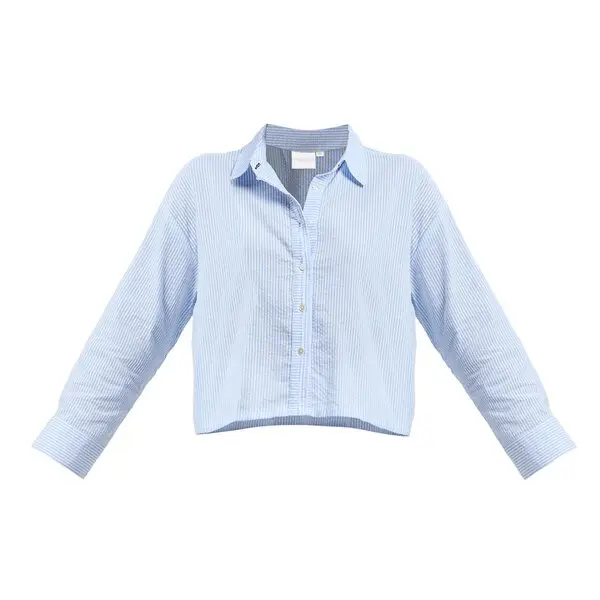 REISTOR Striped Cotton Cropped Shirt