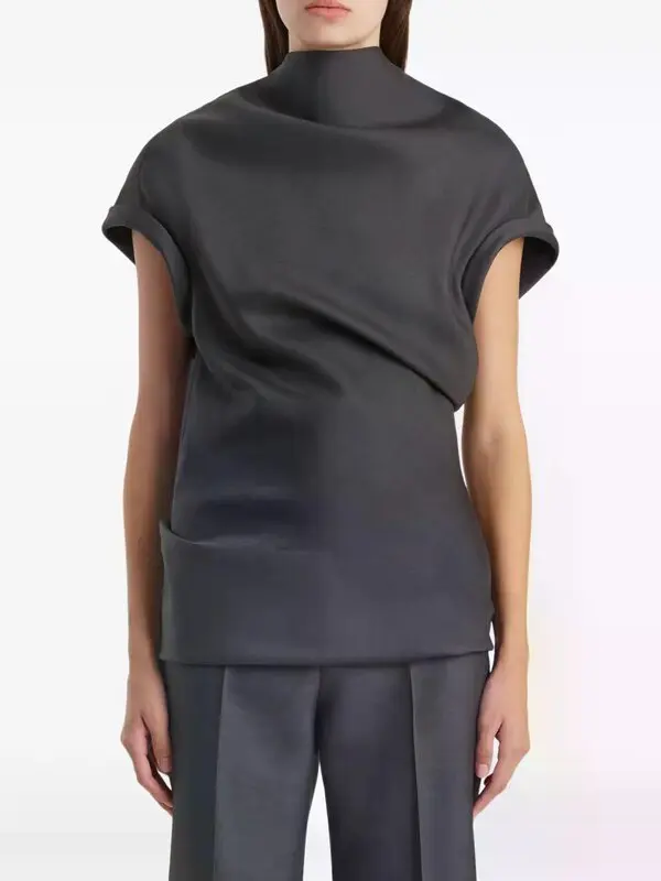 Khaite Tandie Draped Blouse - Grey