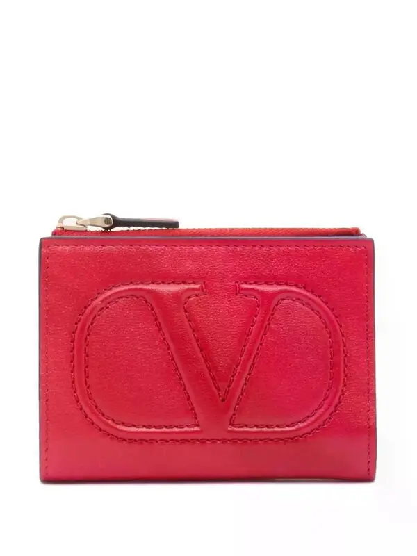 Valentino Garavani Compact Vlogo Walk Wallet In Calfskin - Red
