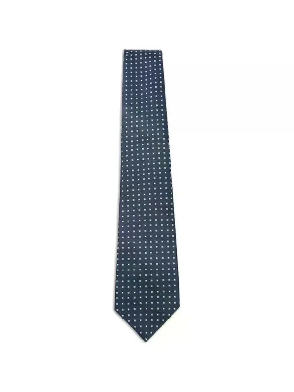 Kiton Geometric Print Silk Tie - Blue