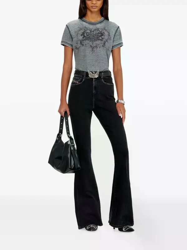 DIESEL® Rhinestone Embellished Burnout Effect T-shirt - Grey
