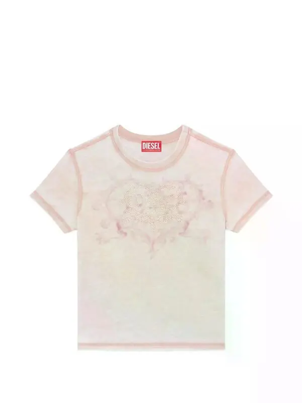 DIESEL® Rhinestone Embellished Burnout Effect T-shirt - Neutrals
