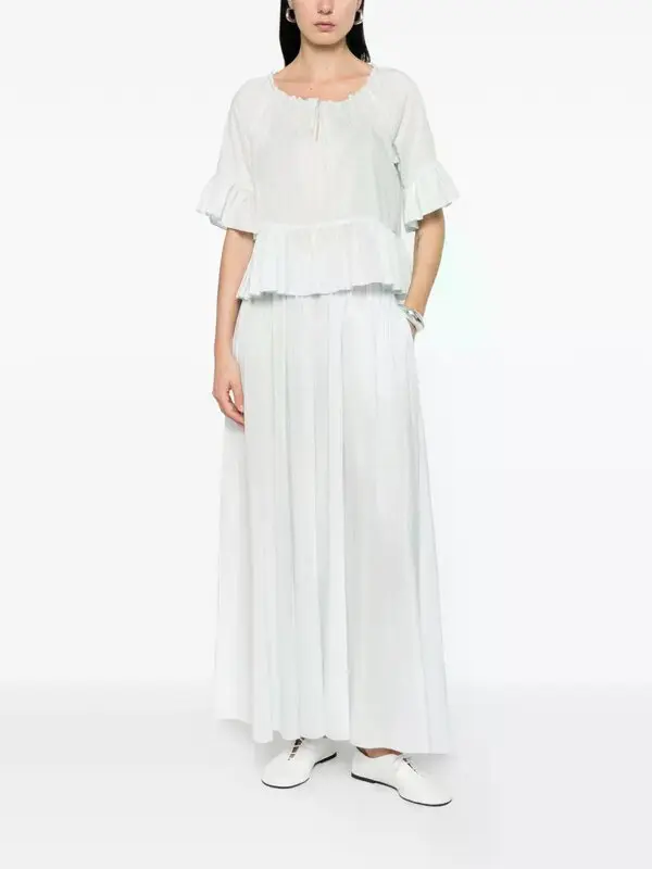 SUSANNE BOMMER Ruffled Blouse With Keyhole Neckline
