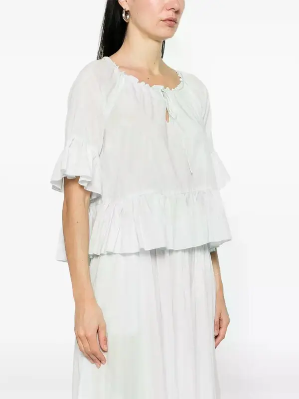 SUSANNE BOMMER Ruffled Blouse With Keyhole Neckline