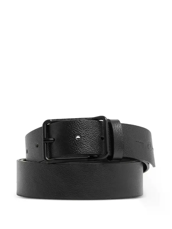 PIQUADRO Grained Leather Belt - Black