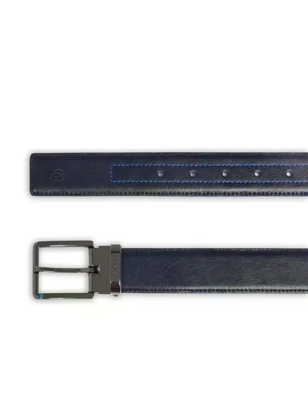 PIQUADRO Contrast Stitch Leather Belt - Blue