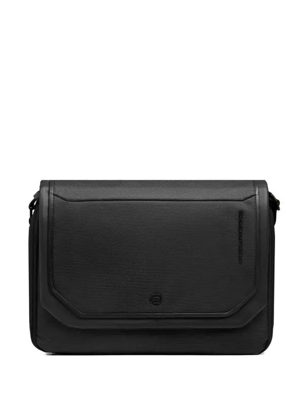 PIQUADRO Textured Foldover Messenger Bag - Black