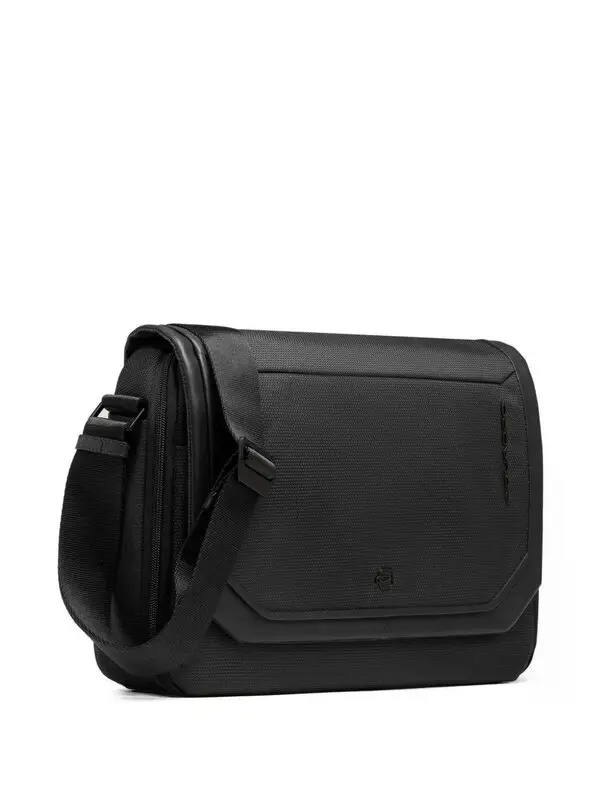 PIQUADRO Textured Foldover Messenger Bag - Black