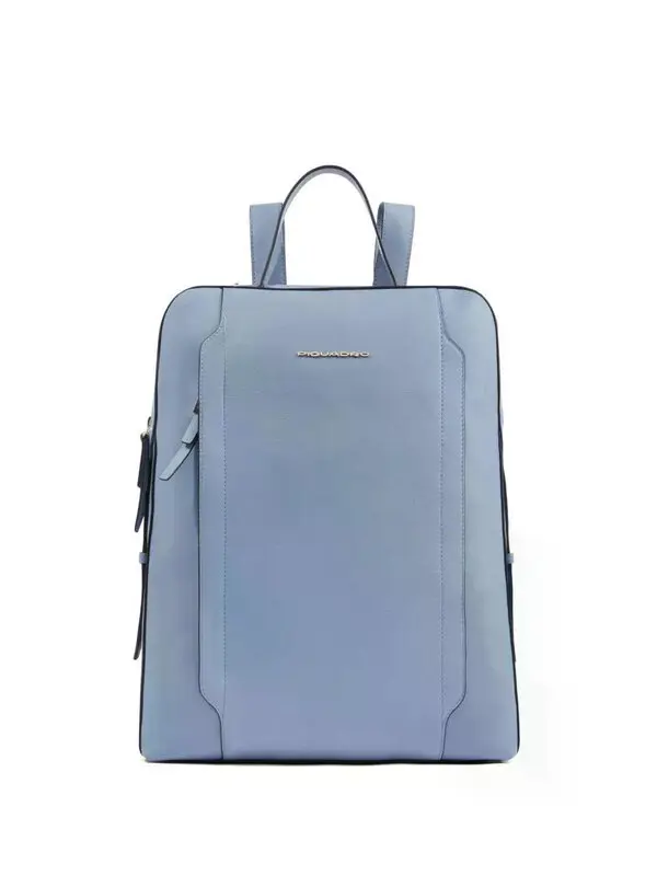 PIQUADRO Grained Leather Backpack - Blue