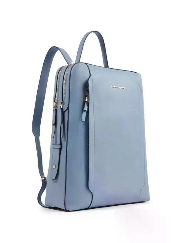 PIQUADRO Grained Leather Backpack - Blue