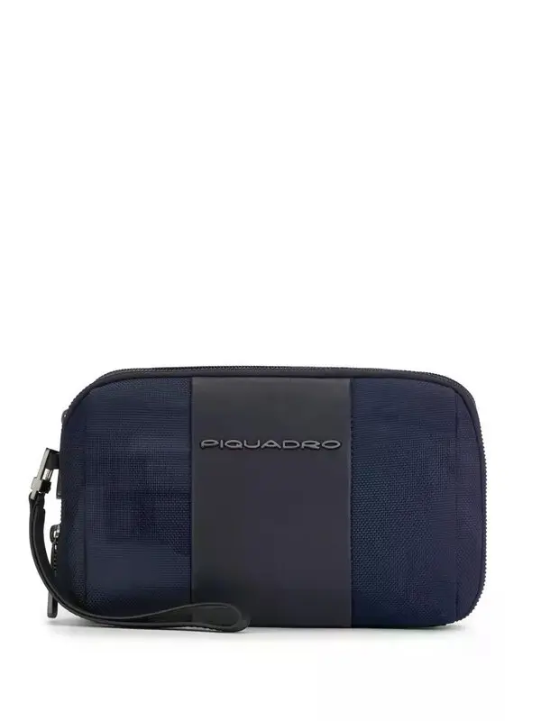 PIQUADRO Logo-plaque Panelled Clutch Bag - Blue