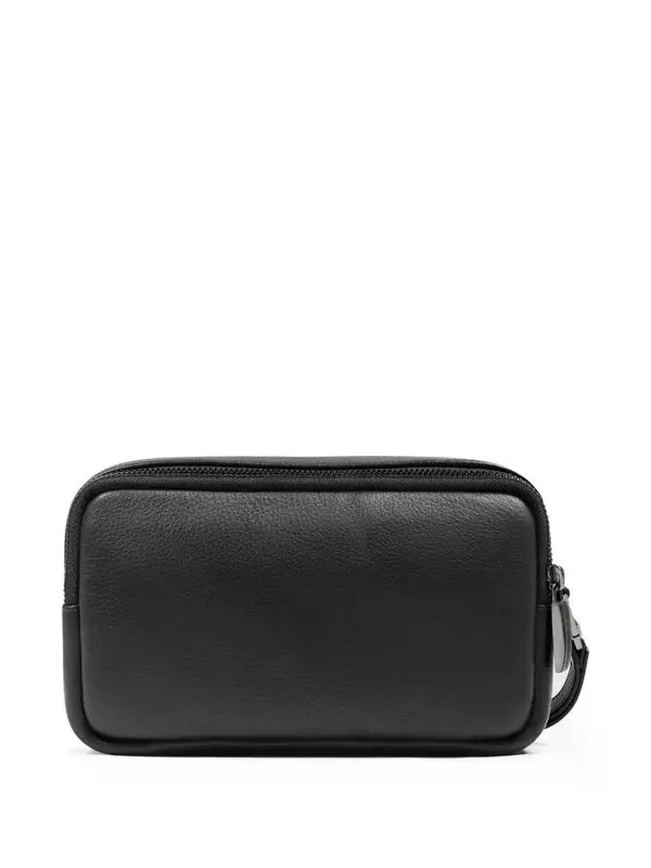 PIQUADRO Grained Leather Clutch Bag - Black
