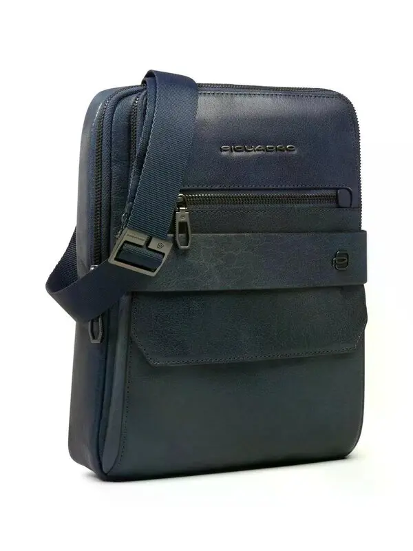 PIQUADRO Grained Leather Crossbody Bag