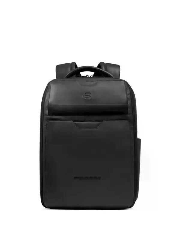 PIQUADRO Grained Leather Backpack - Black