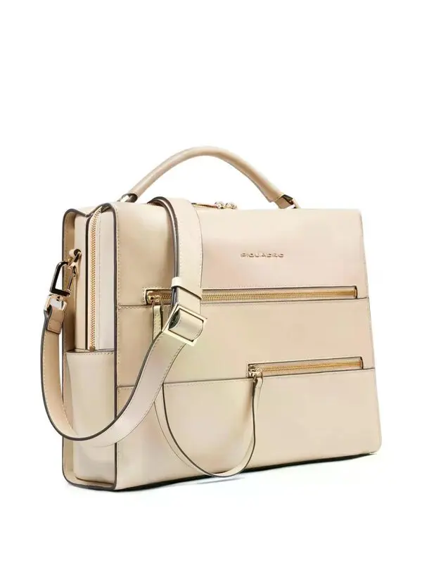 PIQUADRO Leather Laptop Bag - Neutrals