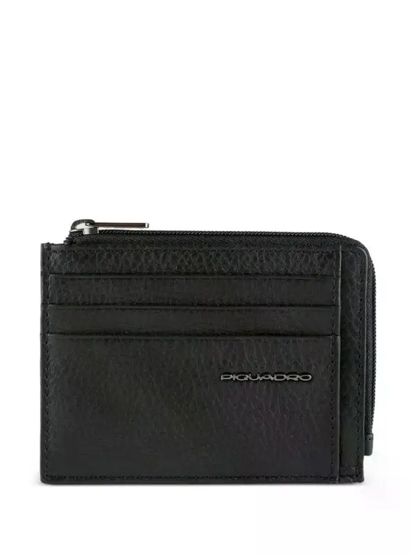 PIQUADRO Grained Leather Coin Purse - Black