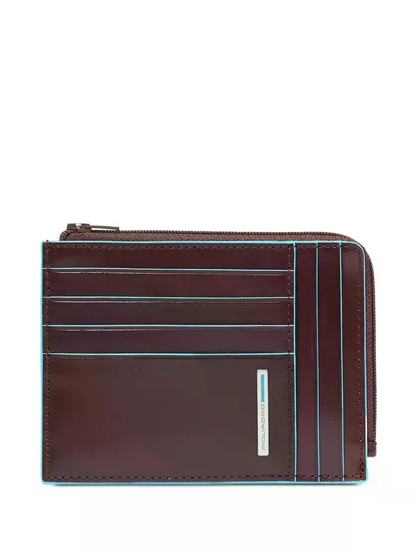 PIQUADRO Zipped Leather Card Holder - Brown