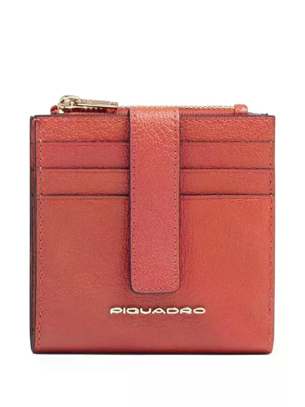 PIQUADRO Zipped Leather Cardholder - Orange