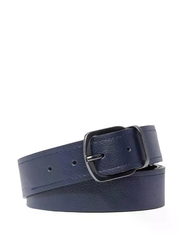 PIQUADRO Prong-buckle Grained-leather Belt - Blue