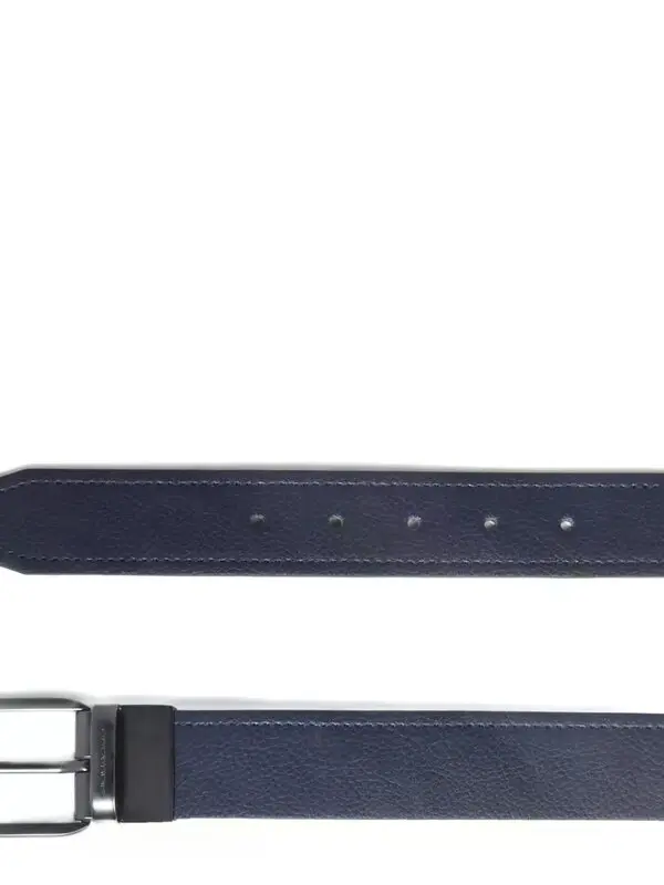 PIQUADRO Prong-buckle Grained-leather Belt - Blue