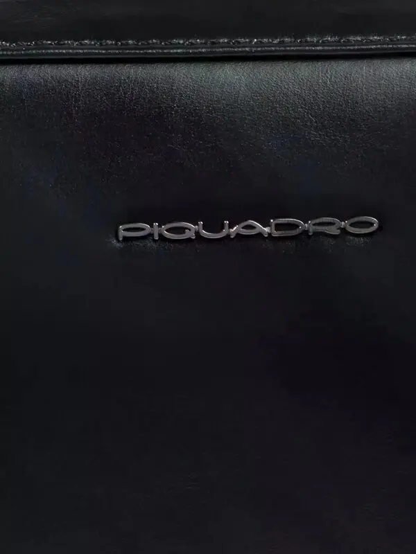 PIQUADRO Logo-plaque Leather Pouch - Black