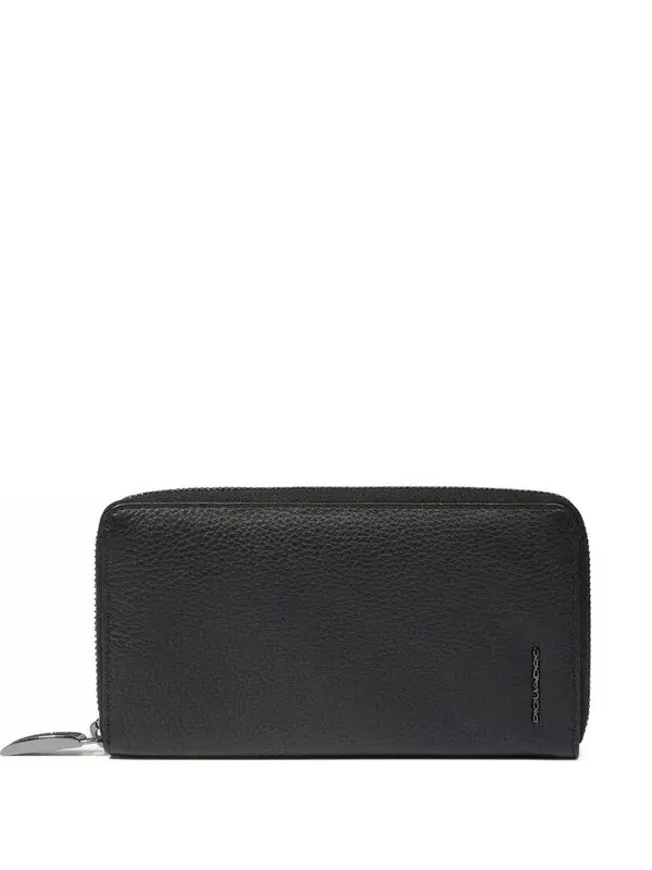 PIQUADRO Zip-around Leather Wallet - Black