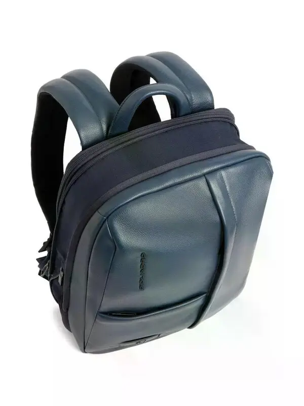 PIQUADRO Expandable Leather Backpack - Blue