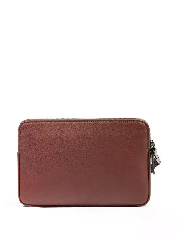 PIQUADRO Black Leather Wristlet - Brown