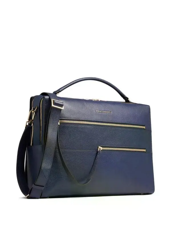 PIQUADRO Grained Leather Laptop Bag