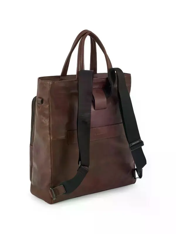 PIQUADRO Harper Convertible Leather Tote Bag - Brown