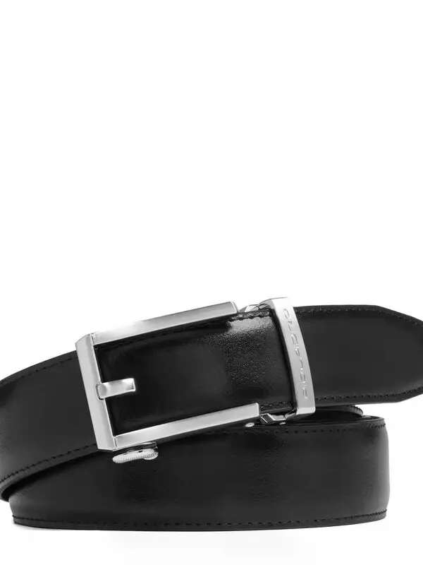 PIQUADRO Leather Belt With Silver-tone Buckle - Black