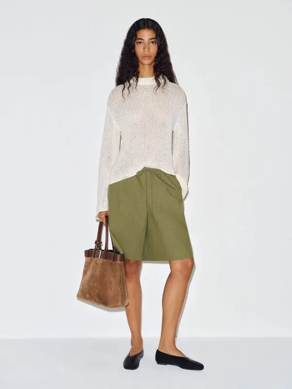 REFORMATION Sandy Knee Length Relaxed Fit Short - Green