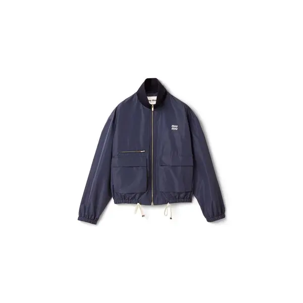 Miu Miu Technical Fabric Blouson Jacket With Leather Details