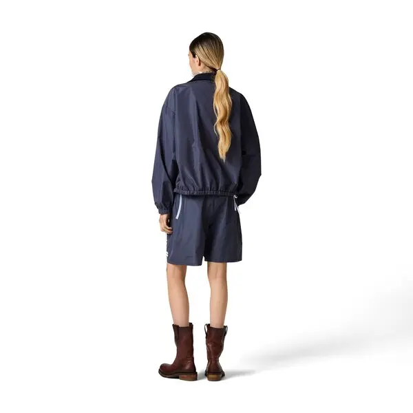 Miu Miu Technical Fabric Blouson Jacket With Leather Details